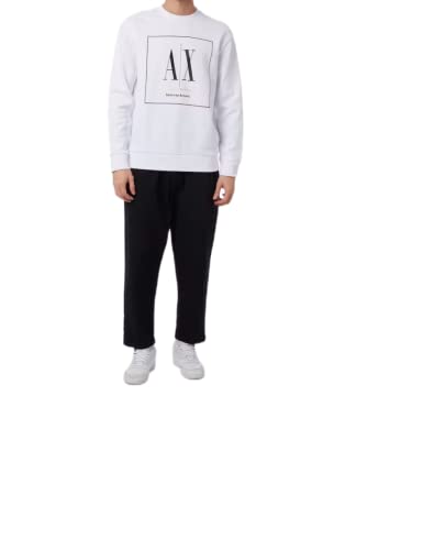 Armani Exchange Men's Basics by Armani Cotton Crewneck Sweatshirt, White, Medium