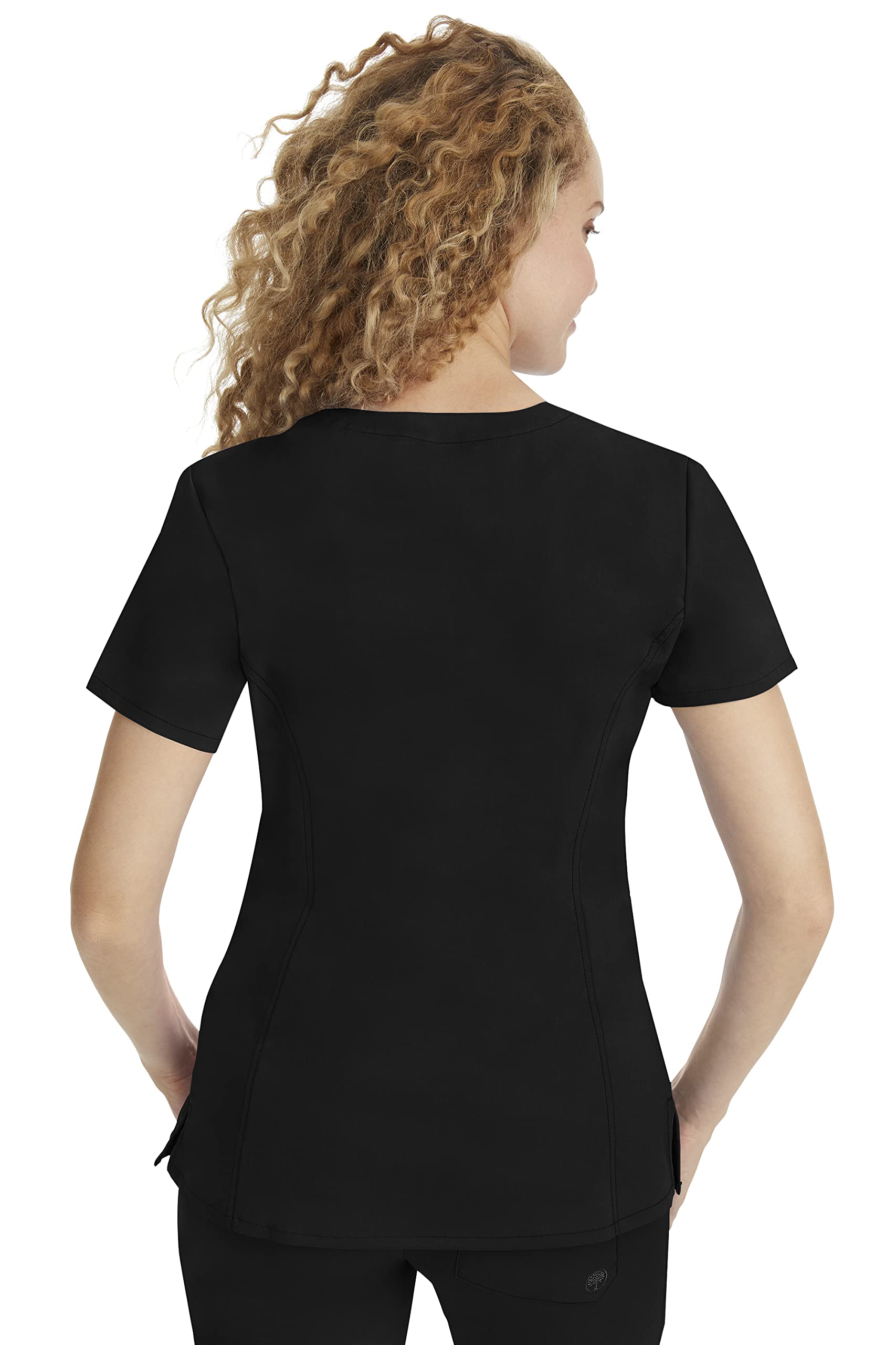 Healing Hands Scrub Top for Women with 3 Pockets and Easy Care, 2-Way Stretch Fabric Plus Size 2278, 5XL, Black