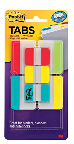Post-it Tabs Value Pack, Assorted Primary Colors, 1 in and 2 in Sizes, 114 Tabs/Pack (686-VAD2)