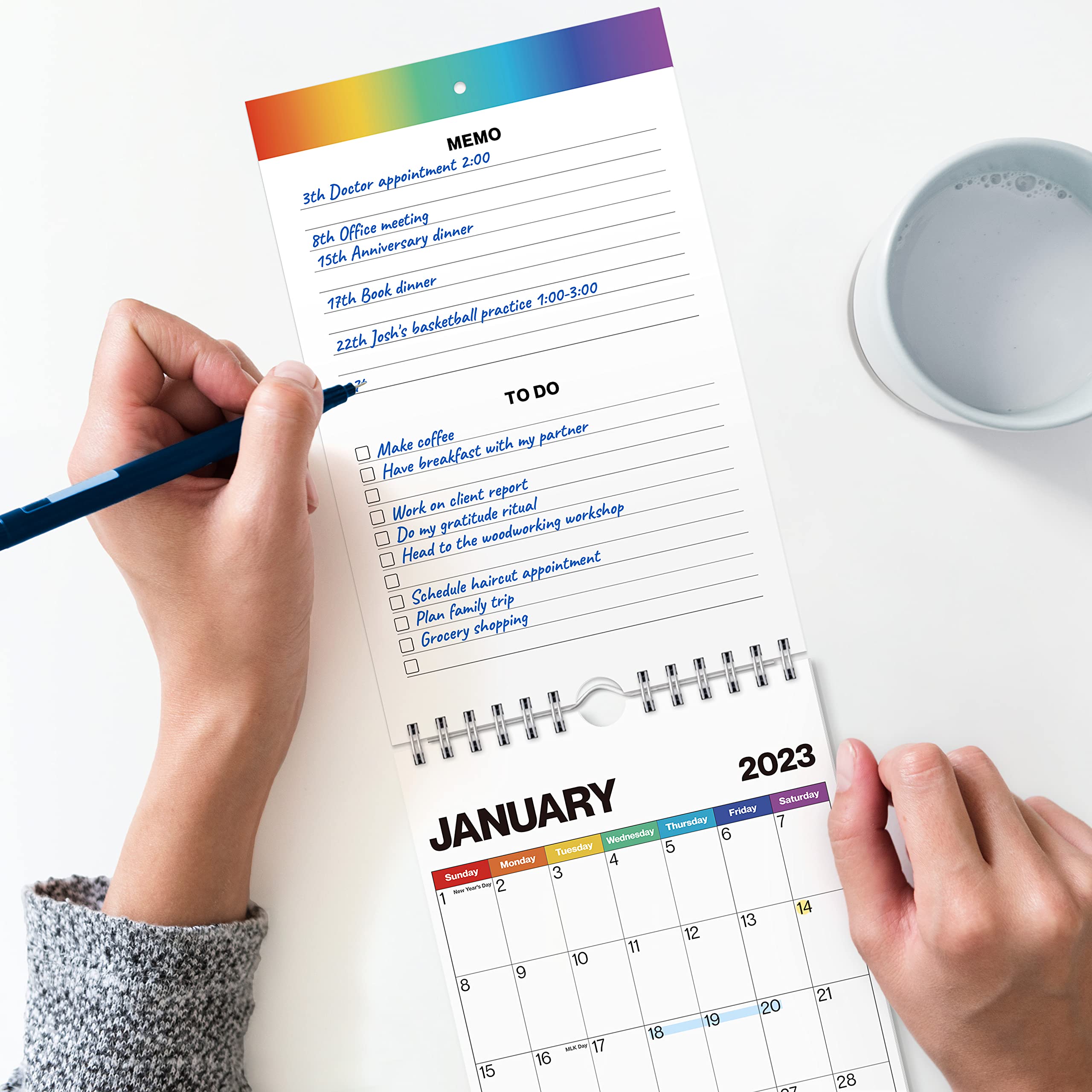 Dunwell Mini Wall Calendar 2023 - (5.5x8.5, Colorful), Use to Dec 2023, Small Notepad Calendar, Little Calendar for Locker, Bulletin Board, Wall, or Desk