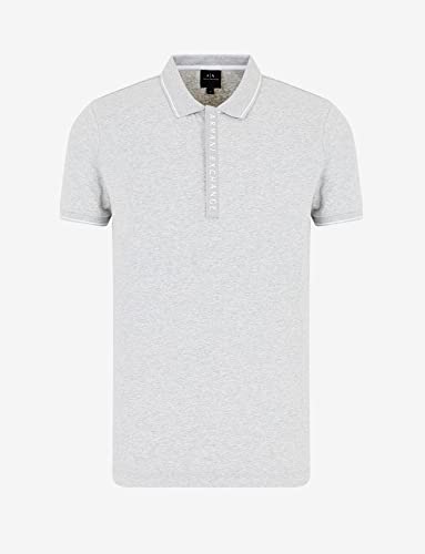 A|X ARMANI EXCHANGE Men's Logo Zip Jersey Polo, Heather Grey B09b, X-Large