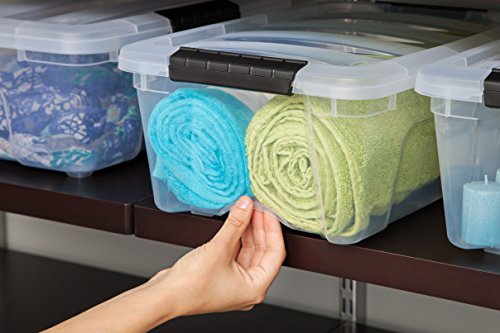 IRIS USA 12 Qt. Plastic Storage Container Bin with Secure Lid and Latching Buckles, 6 pack - Clear, Durable Stackable Nestable Organizing Tote Tub Box Toy General Organization Small