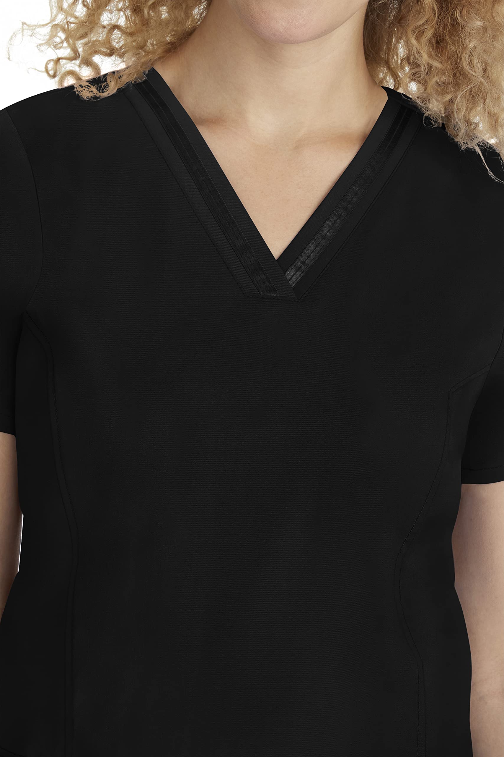 Healing Hands Scrub Top for Women with 3 Pockets and Easy Care, 2-Way Stretch Fabric Plus Size 2278, 5XL, Black