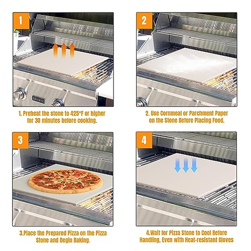 Pizza Stone for Grill 16"x16" - Caprihom Large Pizza Baking Grilling Stone, Pizza Stone for Oven, Heavy Duty Cordierite Stone Perfect for Bread, BBQ and Grill