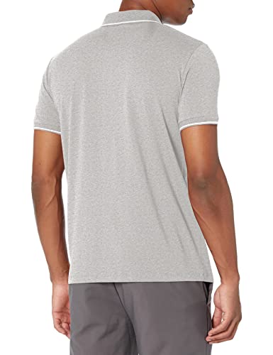 A|X ARMANI EXCHANGE Men's Logo Zip Jersey Polo, Heather Grey B09b, X-Large