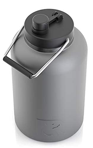 RTIC Jug with Handle, One Gallon, Graphite Matte, Large Double Vacuum Insulated Water Bottle, Stainless Steel Thermos for Hot & Cold Drinks, Sweat Proof, Great for Travel, Hiking & Camping