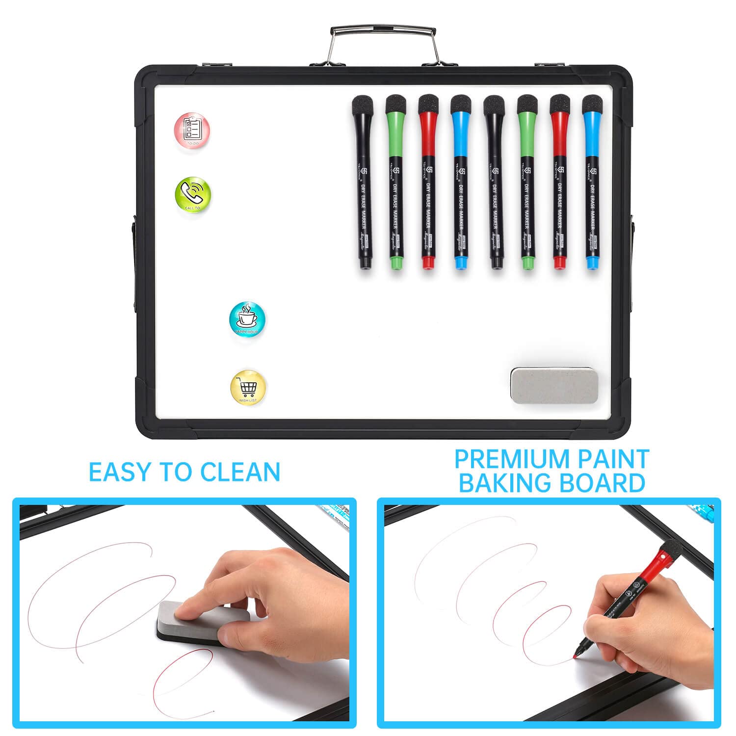 Small Dry Erase White Board - TSJ OFFICE 12" x 16" Mini Easel Desktop Double Sided Whiteboard, Portable Magnetic Board on Table Top with Holder for Drawing, Teacher Instruction, Memo Board