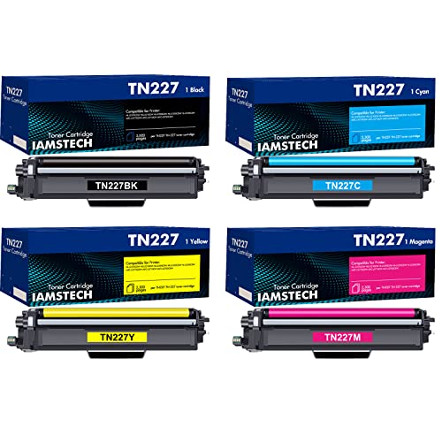 iamstech TN227 High Yield Toner Cartridge 4PackBrother TN-227BK/C/M/Y High Yield HL-L3270CDW HL-L3290CDW HL-L3210CW MFC-L3710CW MFC-L3750CDW MFC-L3770CDW HL-L3230CDW Printer Black/Cyan/Yellow/Magenta