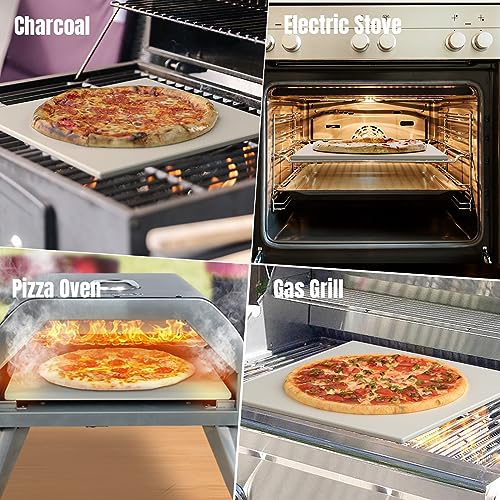 Pizza Stone for Grill 16"x16" - Caprihom Large Pizza Baking Grilling Stone, Pizza Stone for Oven, Heavy Duty Cordierite Stone Perfect for Bread, BBQ and Grill