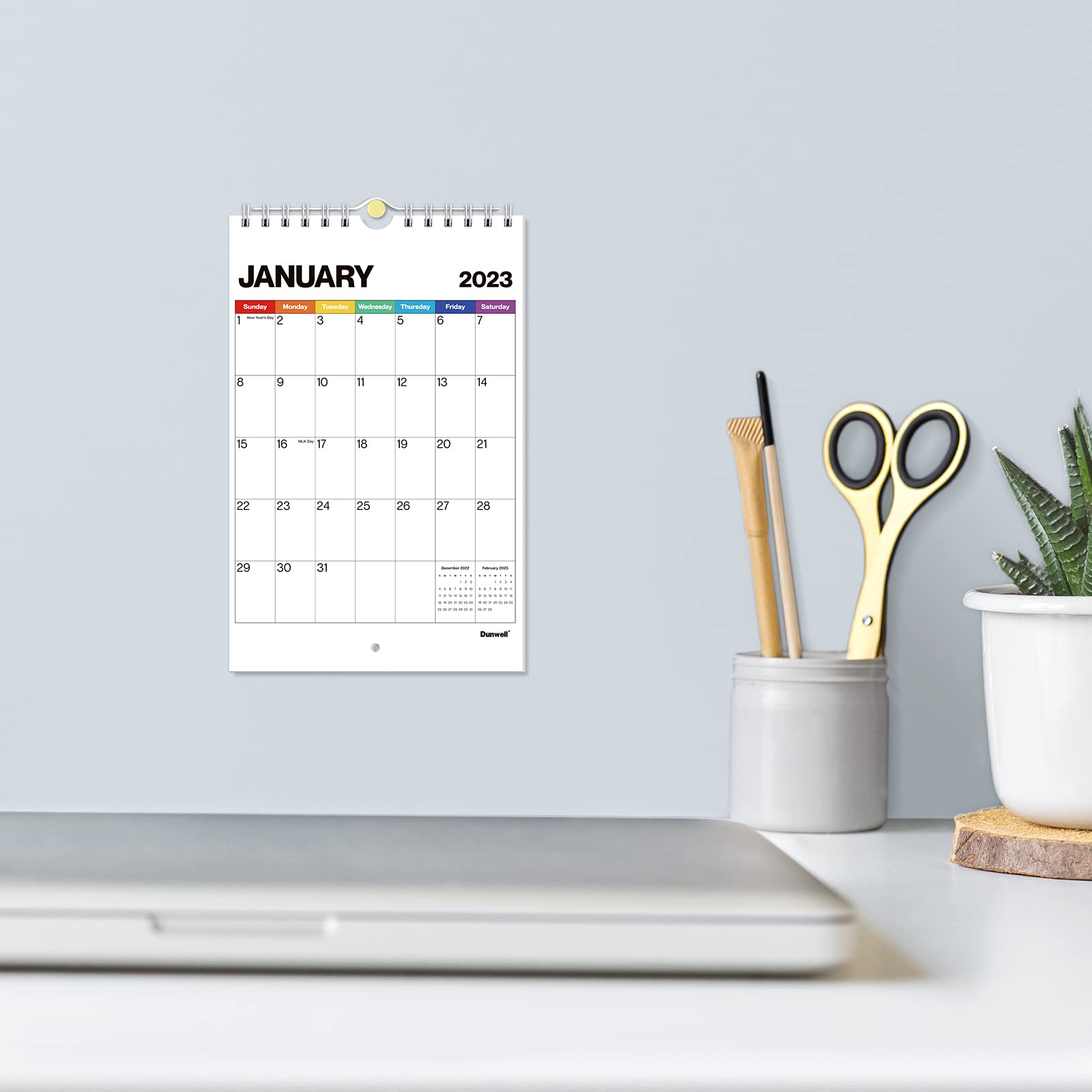 Dunwell Mini Wall Calendar 2023 - (5.5x8.5, Colorful), Use to Dec 2023, Small Notepad Calendar, Little Calendar for Locker, Bulletin Board, Wall, or Desk