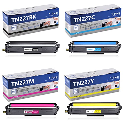 TN227 TN-227 High Yield Toner - MANDBOY TN 227 Toner Cartridges Compatible Replacement for Brother TN227BK TN227C TN227M TN227Y with MFC-L3770CDW HL-L3210CW, 4 Toner Set (BK/C/M/Y)