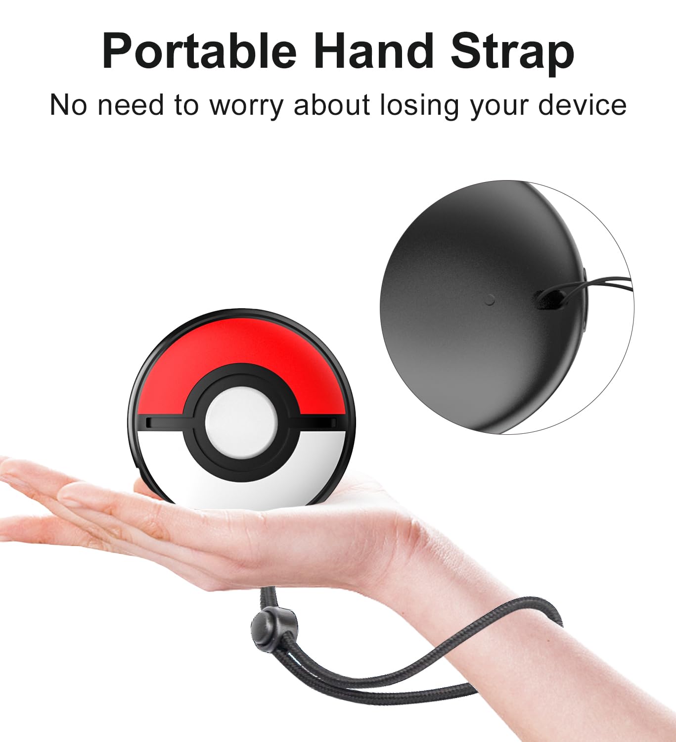 Protective Case for Pokémon GO Plus + 2023, Waterproof Silicone Protective Case with Wrist Strap, Black