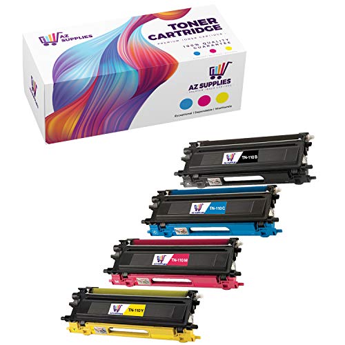 AZ Supplies © Premium OEM Quality Compatible With Brother TN-110 High Yield Toner Cartridge Set, High Yield Brother TN110BK, Brother TN110C, Brother TN110Y, Brother TN110M (High Yield Brother TN110 Black, Cyan, Yellow, Magenta) Professionally Remanufactur