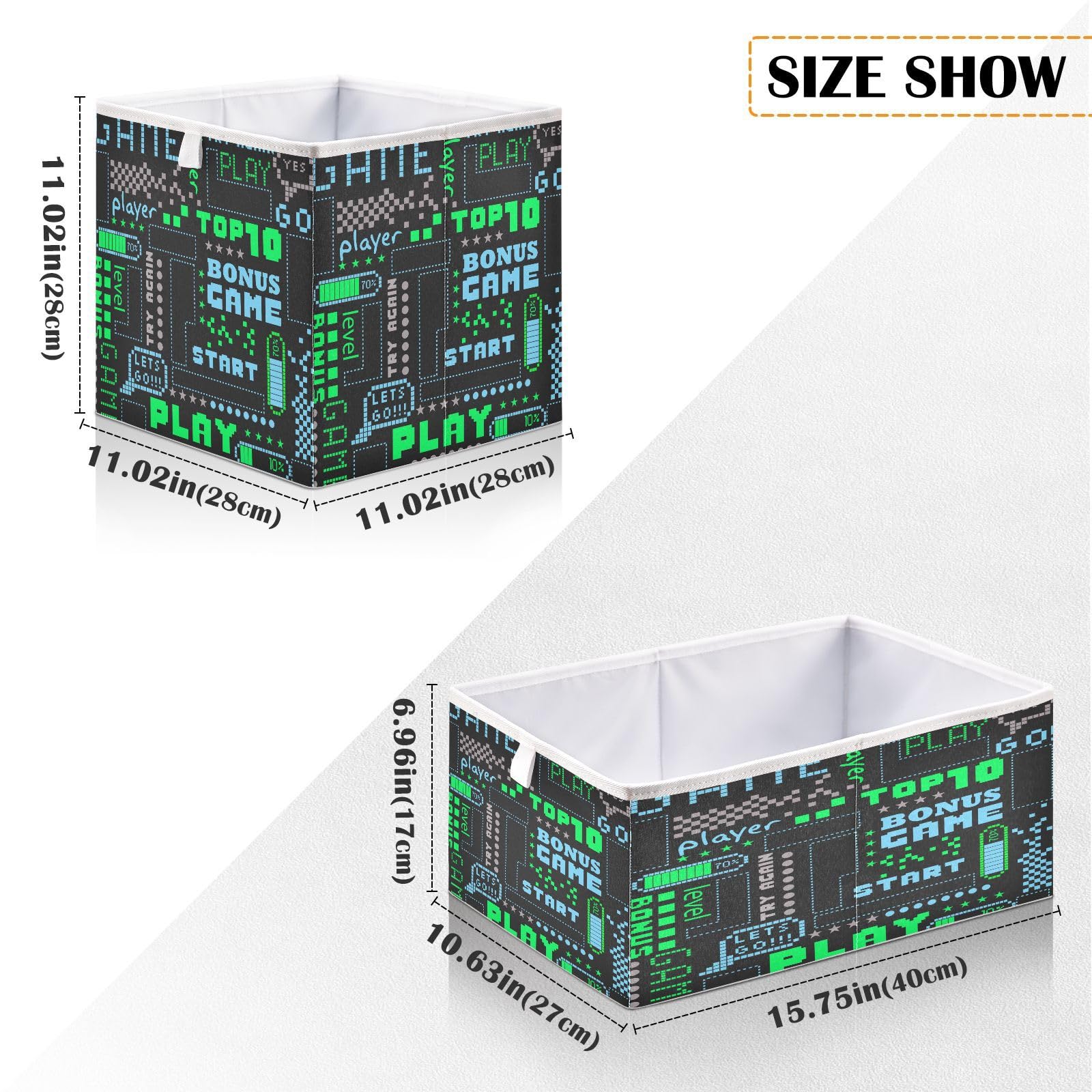 QUGRL Video Game Controller Storage Bins Organizer Gamepad Joysticks Foldable Clothes Storage Basket Box for Shelves Closet Cabinet Office Dorm Bedroom 15.75 x 10.63 x 6.96 in