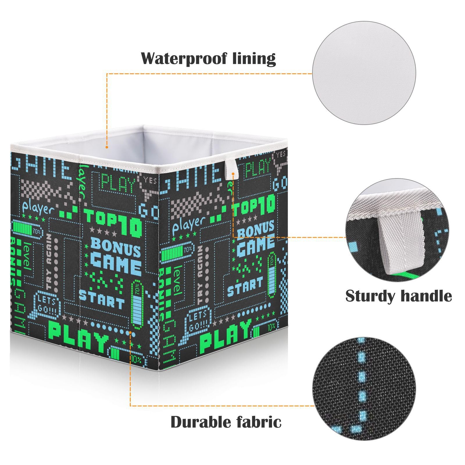 QUGRL Video Game Controller Storage Bins Organizer Gamepad Joysticks Foldable Clothes Storage Basket Box for Shelves Closet Cabinet Office Dorm Bedroom 15.75 x 10.63 x 6.96 in