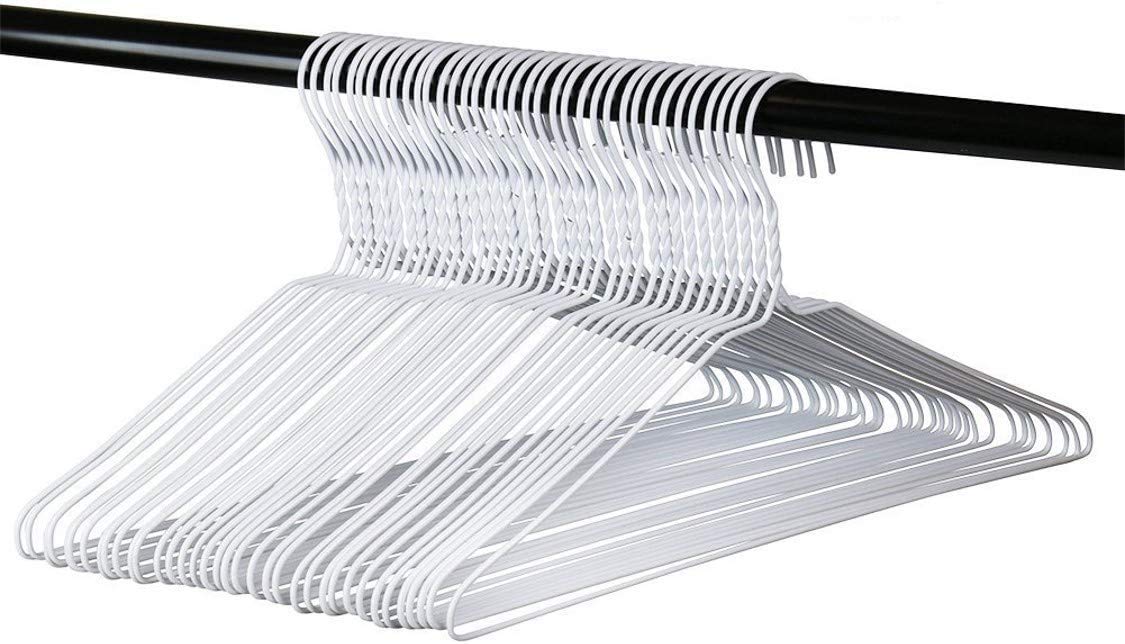 100 White Wire Hangers 18" Standard White Clothes Hangers (100, White)