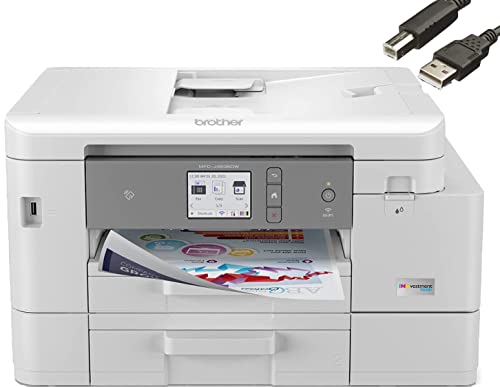 Brother MFC Series INKvestment Tank All-in-One Color Inkjet Printer with NFC, Print Scan Copy Fax, Auto 2-Sided Printing, 4800 x 1200 dpi, Built-in Wireless, White, Bundle with Cefesfy Printer Cable