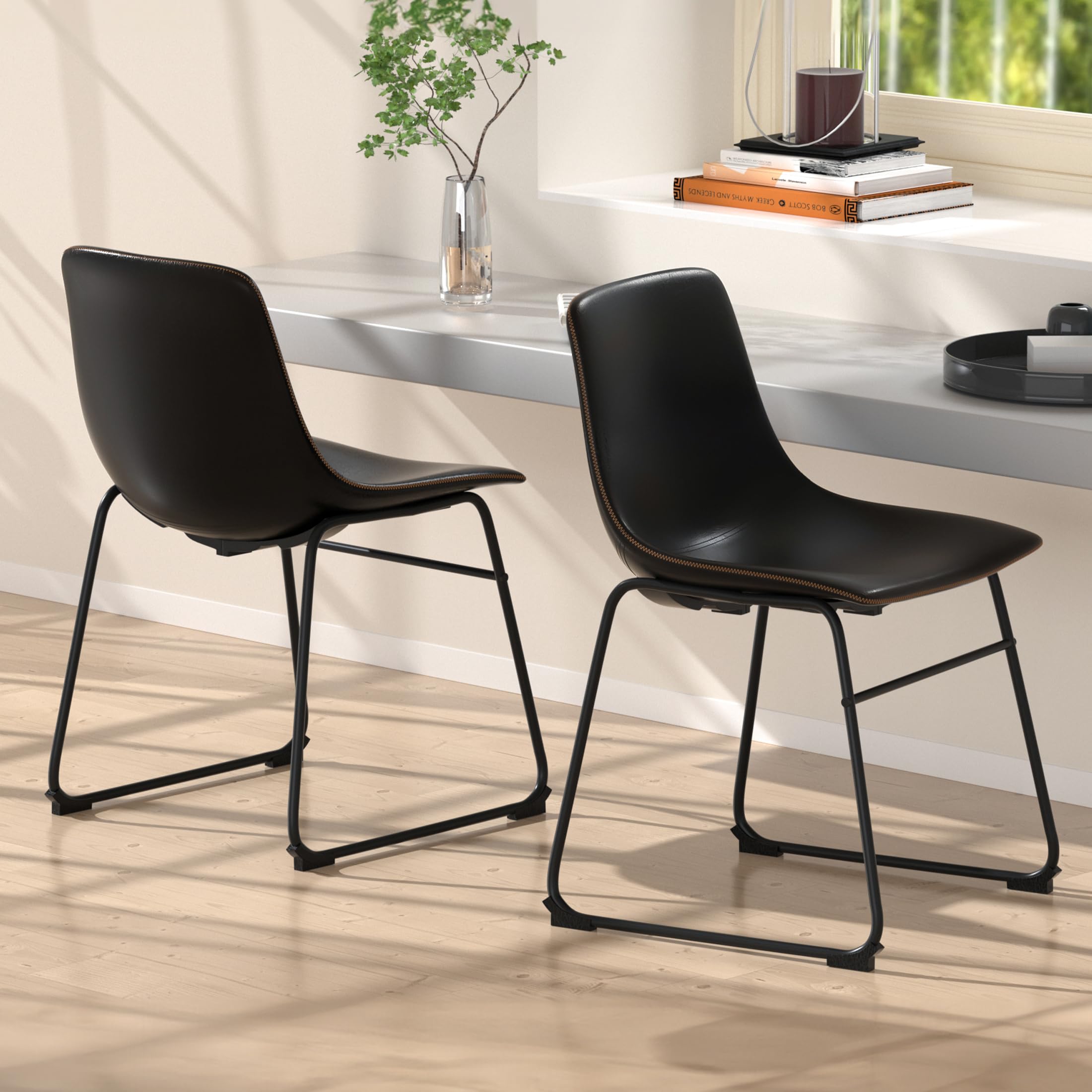 DUMOS Dining Chairs,Kitchen & Dining Room Chairs, PU Leather Cushion and Metal Legs Bar Chairs, Counter Height Bar Stools for Kitchen Island