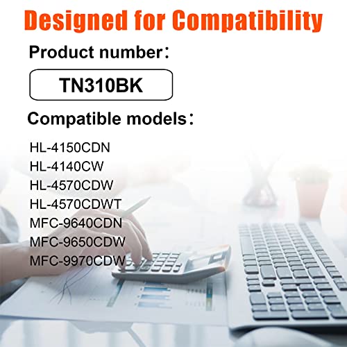 MaxInk TN310BK TN310 TN-310BK TN-310 Toner Cartridge Compatible Replacement for Brother HL-4150CDN HL-4140CW HL-4570CDW Printer Toner Cartridge (Black, 1-Pack)