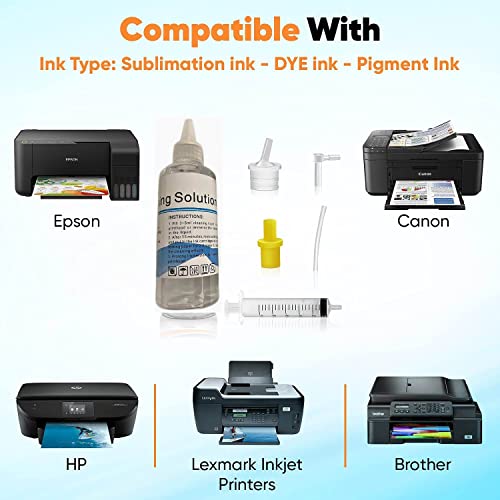 Inkpro Sublimation Printhead Cleaning Kit Inkjet Universal Printer Nozzle Cleaner Solution Print Head Cleaning for Epson HP Brother Canon - Works on Sublimation Ink, Pigment Ink and Dye Ink (100 ml)