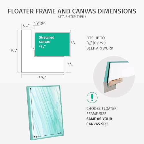 Pixy Canvas Floater Frame 16x20 for 3/4 (0.75) inch Deep Canvas Paintings/Canvas Prints/Wood Canvas Panels/Wall Art/Wall Decor/Home Decor/Artwork (Rustic Gray, 16 x 20 inch, Portrait)