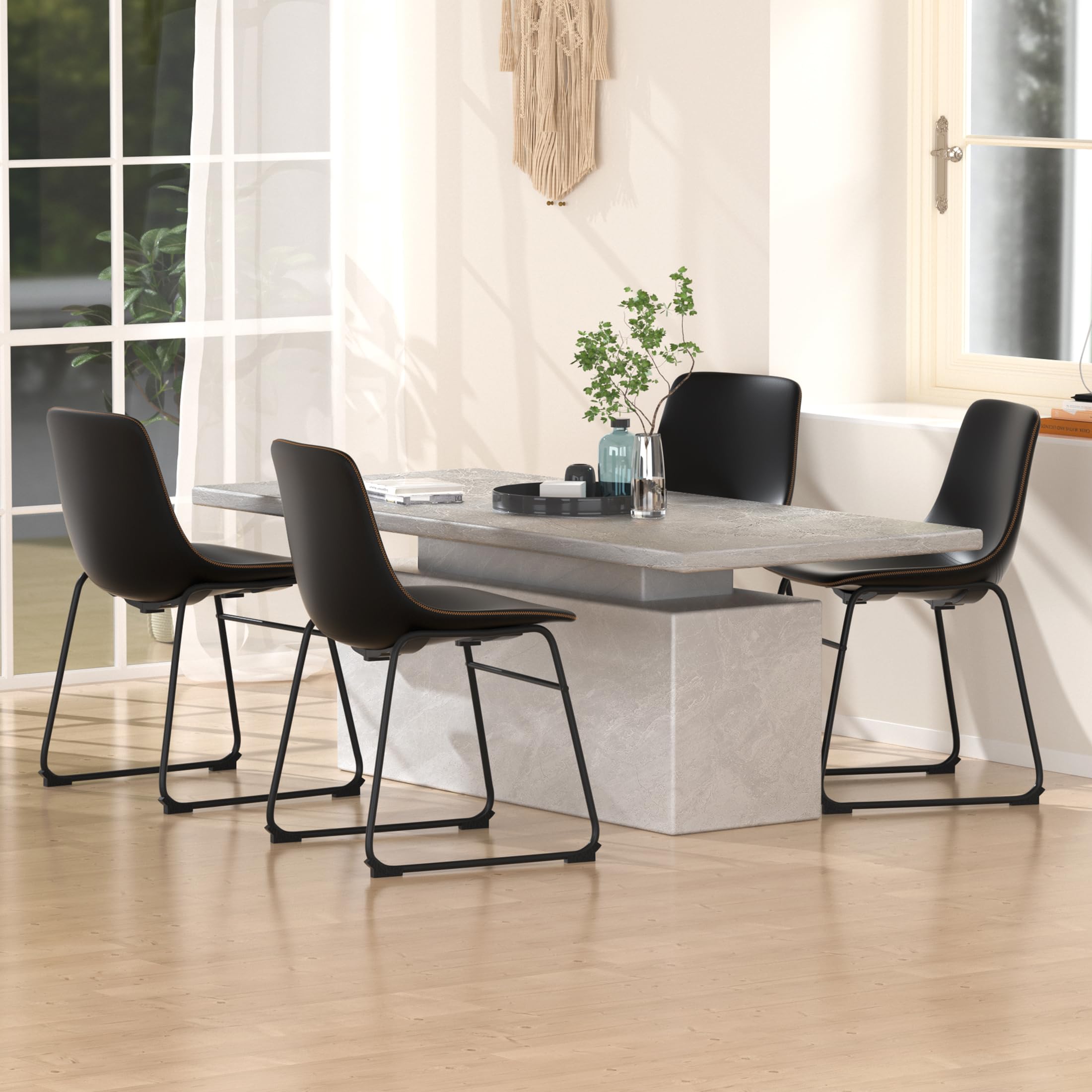 DUMOS Dining Chairs,Kitchen & Dining Room Chairs, PU Leather Cushion and Metal Legs Bar Chairs, Counter Height Bar Stools for Kitchen Island