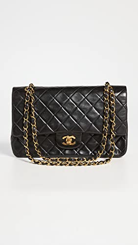 CHANEL Women's Pre-Loved Black Lambskin 2.55 10" Bag, Black, One Size