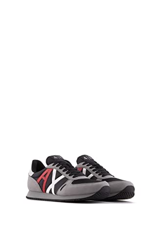 A|X ARMANI EXCHANGE Men's Retro Trainer Sneaker, Shark + Black, 12