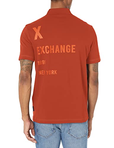 A|X ARMANI EXCHANGE mens Contrast Logo Stretch Pique Polo Shirt, Rooibos Tea, Small US