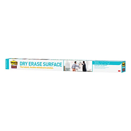 Post-it Dry Erase Whiteboard Film Surface for Walls, Doors, Tables, Chalkboards, Whiteboards, and More, Removable, Stain-Proof, Easy Installation, 6 ft x 4 ft Roll (DEF6X4)