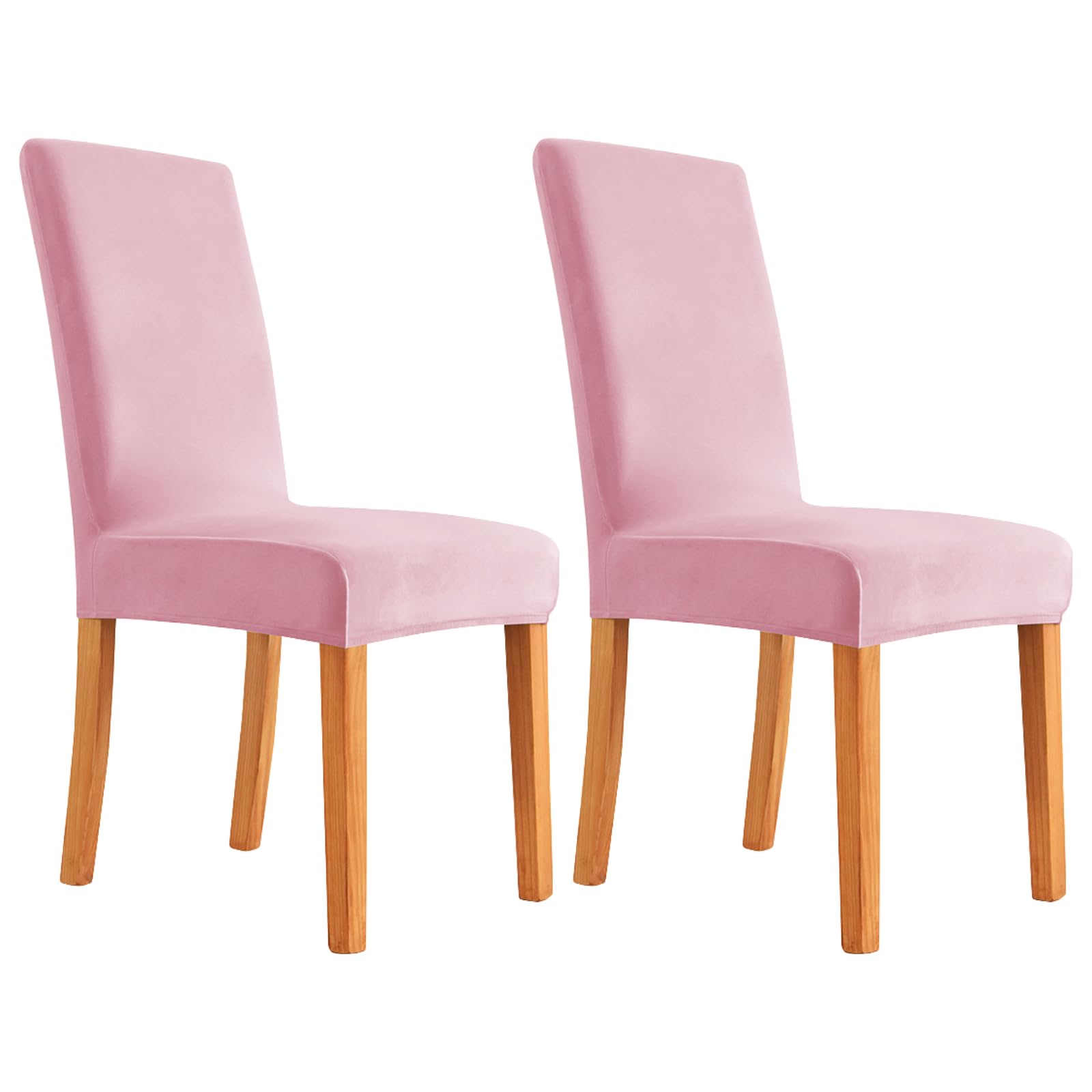 2 PCS Stretchy Chair Cover, Pink Velvet Chair Cover, Removable Dining Chair Slipcover, Washable Chair Protector, Universal Chair Cover for Dining Rooms, Living Rooms, Cafes, Restaurants, Hotels