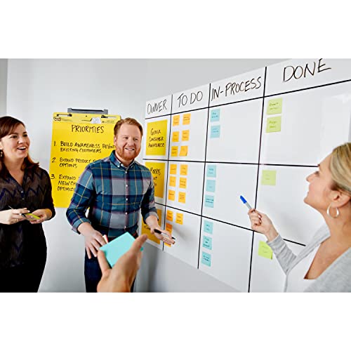Post-it Dry Erase Whiteboard Film Surface for Walls, Doors, Tables, Chalkboards, Whiteboards, and More, Removable, Stain-Proof, Easy Installation, 6 ft x 4 ft Roll (DEF6X4)