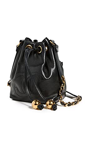 CHANEL Women's Pre-Loved Black Lambskin Bucket Mini Bag, Black, One Size