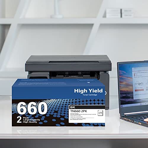 TN660 2 Pack High-Yield Black Toner Cartridge Twin Pack TN660 2PK Replacement for Brother TN6602PK TN-660 TN630 TN-630 (TN6602PK)