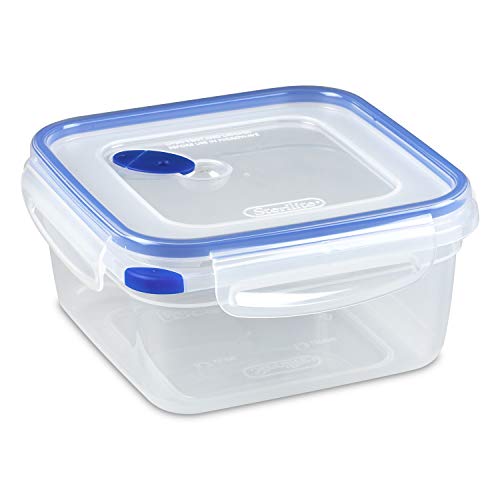 Sterilite Ultra-Seal 5.7 Cup Food Storage Container, See-Through Lid & Base with Blue Accents, 6-Pack