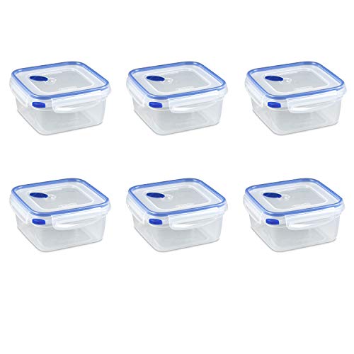 Sterilite Ultra-Seal 5.7 Cup Food Storage Container, See-Through Lid & Base with Blue Accents, 6-Pack