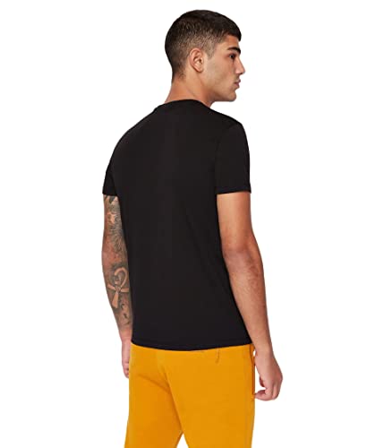A|X ARMANI EXCHANGE mens Short Sleeve Milan New York Logo Crew Neck T-shirt T Shirt, Black, Large US