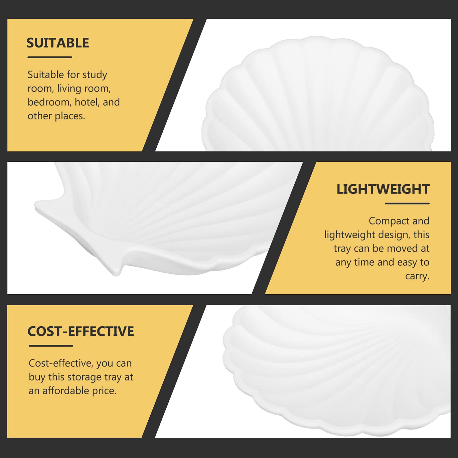Cabilock Shell Trinket Tray Ornament Tray Clam Shell Jewelry Dish Ceramic Jewelry Tray Ceramic Ring Holder Bracelet Holder Earring Holder Engagement Trinket Tray Dining Room Table Decor