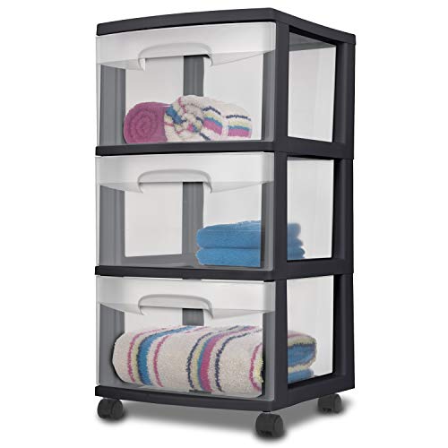 Sterilite 28309002K 3 Drawer Cart - Black KD, 2-Pack