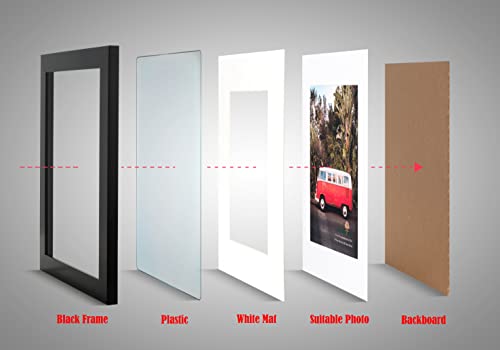 Scholartree Black 11x14 Picture Frames Set of 5, Display 11x14 without Mat or 8x10 with Mat,Wall Gallery Photo Frames