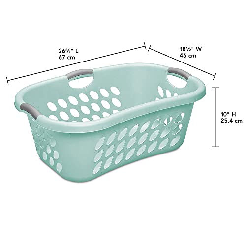 Sterilite Ultra HipHold 1.25 Bushel Plastic Stackable Clothes Laundry Basket Bin with Reinforced Rim and Ventilation Holes, Aqua Blue (12 Pack)