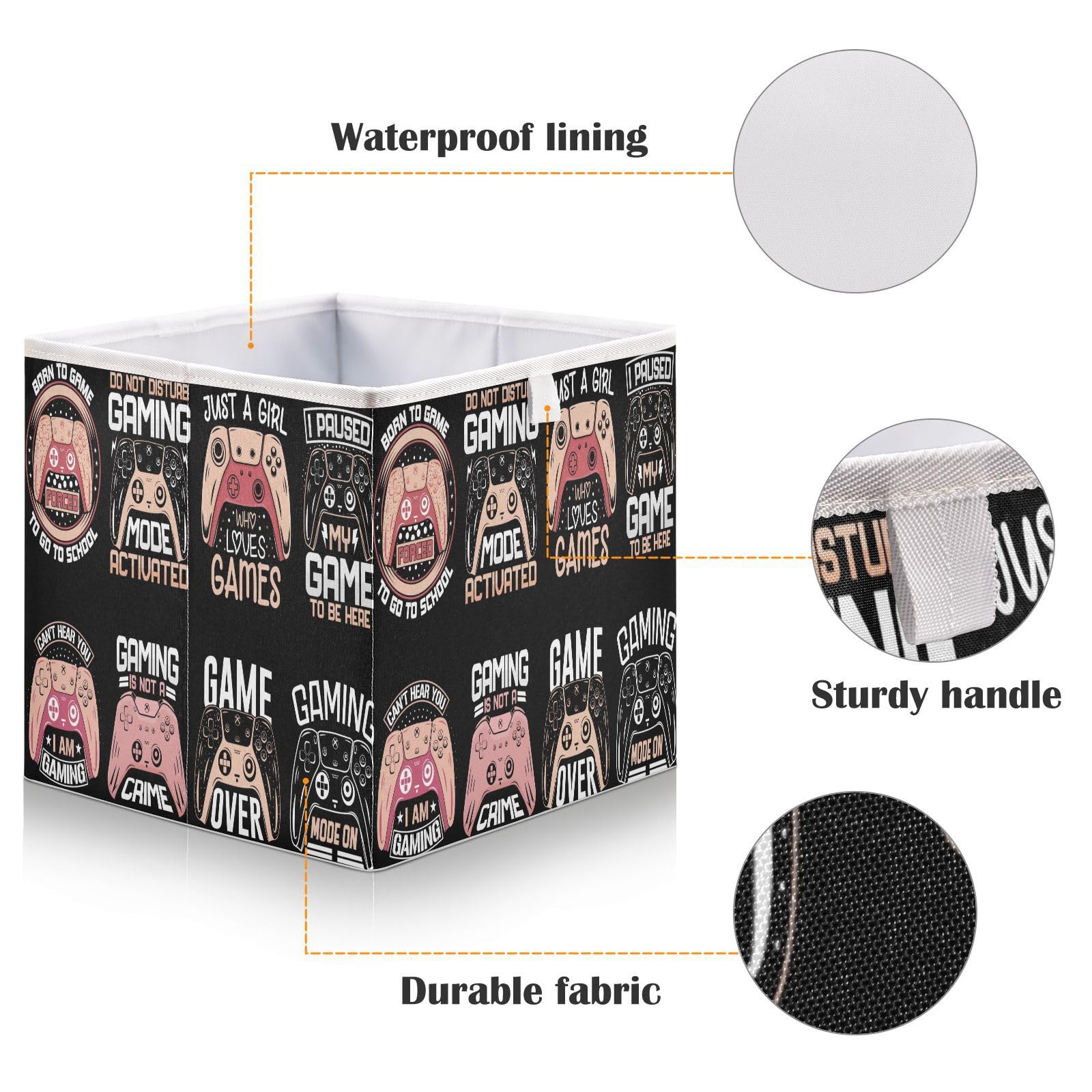 QUGRL Game Controller Set Storage Bins Organizer Gamepad Joystick Foldable Clothes Storage Basket Box for Shelves Closet Cabinet Office Dorm Bedroom 15.75 x 10.63 x 6.96 in