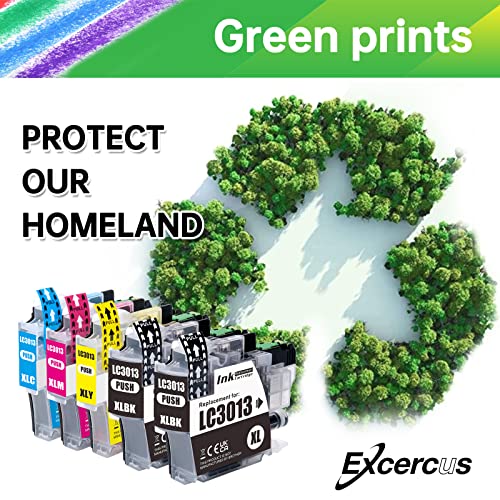 EXCERCUS 5 Pack Compatible Ink Cartridge Replacement for Brother LC3013 LC3011 LC-3013 High Yield Compatible with MFC-J491DW MFC-J497DW MFC-J895DW MFC-J690DW (2 Black,1 Cyan, 1 Magenta, 1 Yellow)