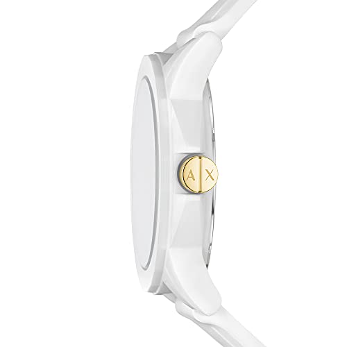 A|X ARMANI EXCHANGE Women's Quartz Watch with Silicone Strap, White, 20 (Model: AX7126)