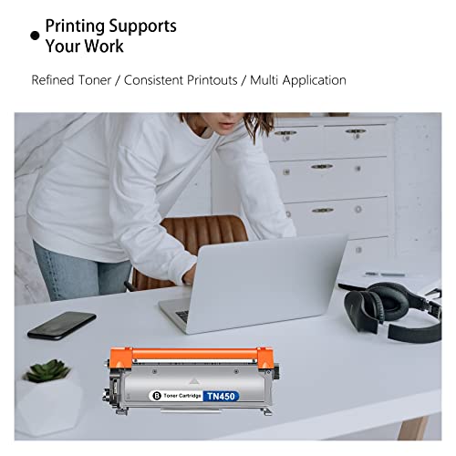 MSOTFUN Compatible High Yield Toner Cartridge Replacement for Brother TN450 TN-450 TN420 to use for DCP-7060D HL-2230 HL-2240 HL-2240D MFC-7365DN MFC-7460DN Printer (Black, 2 Pack)