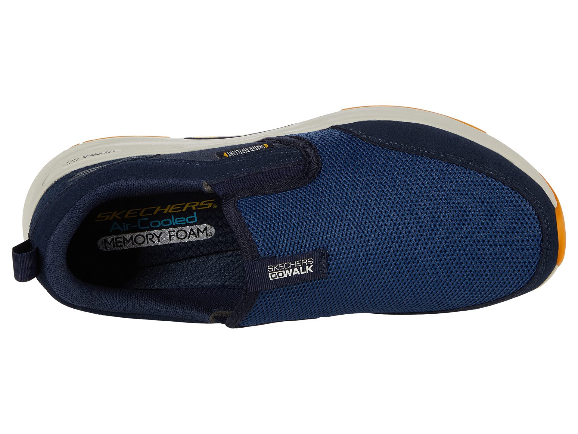 Skechers mens Go Walk Outdoor - Athletic Slip-on Trail Hiking Shoes With Air Cooled Memory Foam Sneaker, Navy/Yellow, 1 11 US