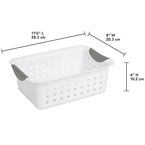 12) Sterilite 16228012 Small Ultra Plastic Storage Bin Organizer Baskets -White (non-0903)