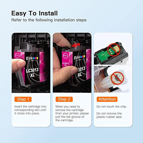 E-Z Ink Pro LC3013 LC3011 Compatible Ink Cartridge Replacement for Brother LC3013 LC3011 LC-3013 Compatible with MFC-J491DW MFC-J497DW MFC-J895DW MFC-J690DW (2 Black, 1 Cyan, 1 Magenta, 1 Yellow)