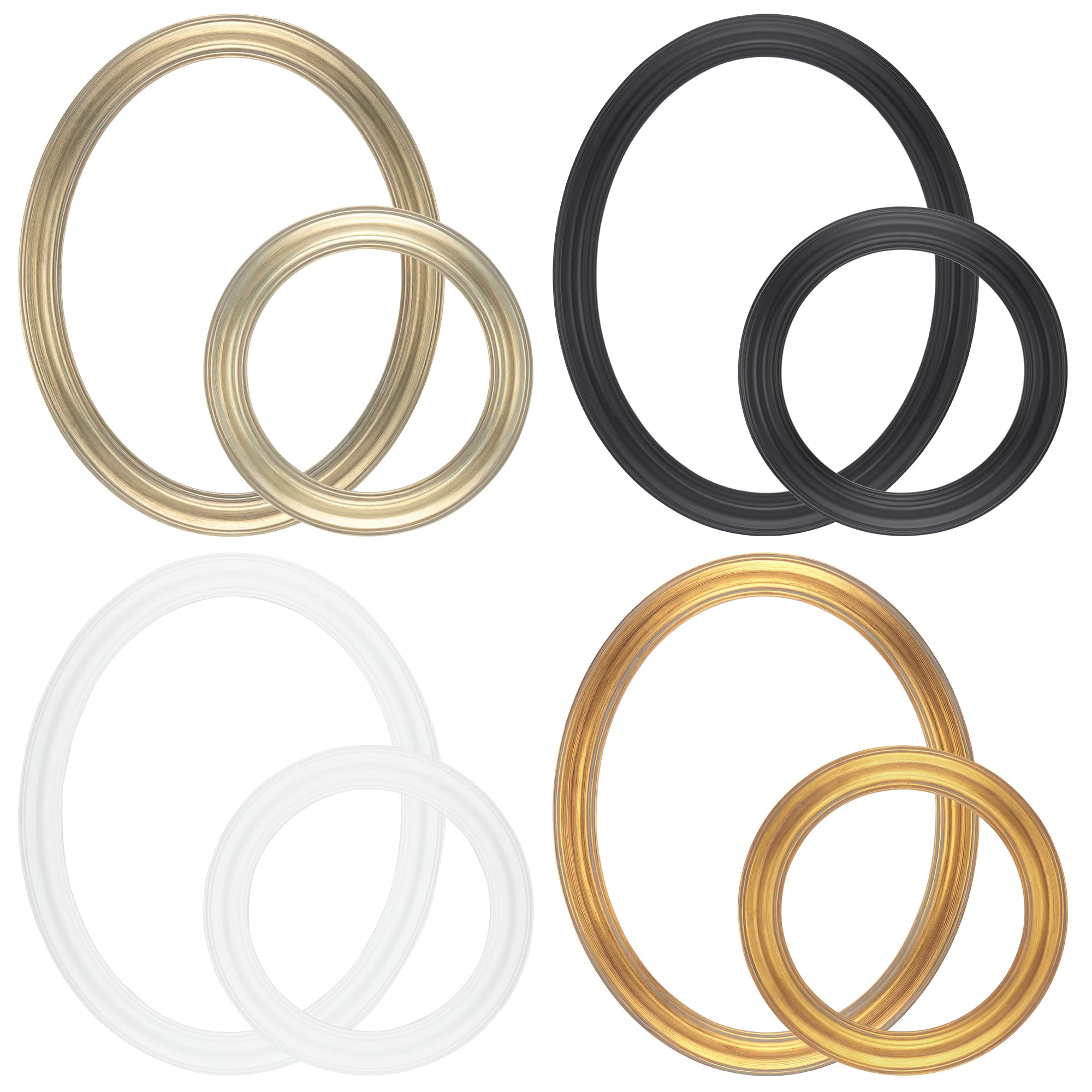 Stein Design Oval Frames - Hand-Finished Open-Back Oval Frames for Canvas, Does not Include Glass or Backing - [Champagne Silver - 11"x14"]