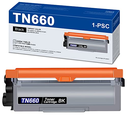 TN-660 Toner Cartridge, MFC-L2740DW MFC-L2700DW Toner, ALUMUINK Replacement for Brother TN660 TN-660 TN 660 for HL-L2300D DCP-L2520DW HL-L2360DW DCP-L2520DW HL-2320D Printer (1Pack, High Yield)